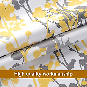 DriftAway Abstract Floral Yellow Curtains for Living Room Bedroom Ink and Ivy 84 Inches Long Botanical Room Darkening Window Drapes Grommet Top 2 Panels