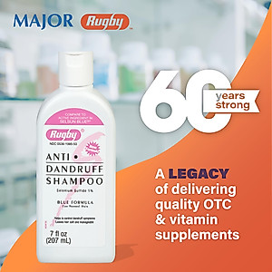 Rugby Selenium Sulfide Anti-Dandruff Shampoo - Blue Formula for Normal Hair - 7 Oz