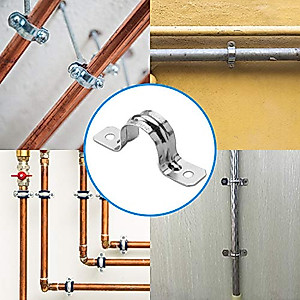 OhLectric Pipe Support Strap - Steel Pipe Strap with 2 /Holes - Heavy-Duty 1/2 inch U Bracket - Zinc Coated Tension Tube Clip - Pipe Clamp for EMT Conduits - OL-72846 - 100 PCS