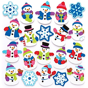Baker Ross AR685 Snowman Foam Stickers - Pack of 120, for Kids' Christmas Crafts and Art Projects, Cards, Party Bags, and Ornaments, White