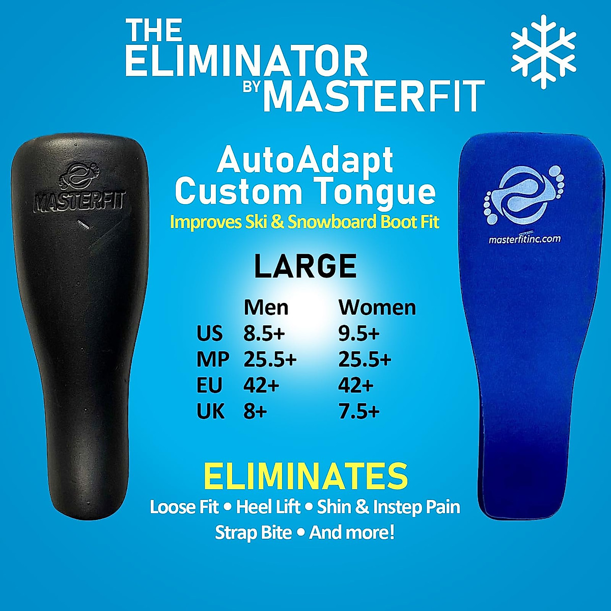 Eliminator Ski Shin Guards, Adult Shin Guards for Ski and Snowboard, Foam Shin Guards, Snowboard Boot Volume Reducer, Snowboard Shin Guard, Shin Protectors for Men and Woman, Large Soft Shin Guards