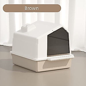 Cat Litter Box Large Foldable Anti-Splash with Door Wooden House Fully Enclosed cat Litter Box pet Supplies cat Litter bo (Matcha Color)