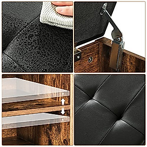 Hasuit Shoes Bench, Entryway Bench with Storage, Shoe Rack with 2 Lift Top Storage Boxes and 10 Compartments, Shoes Organizer for Entryway, Bedroom, Length 41.3‘’(Accent Brown)