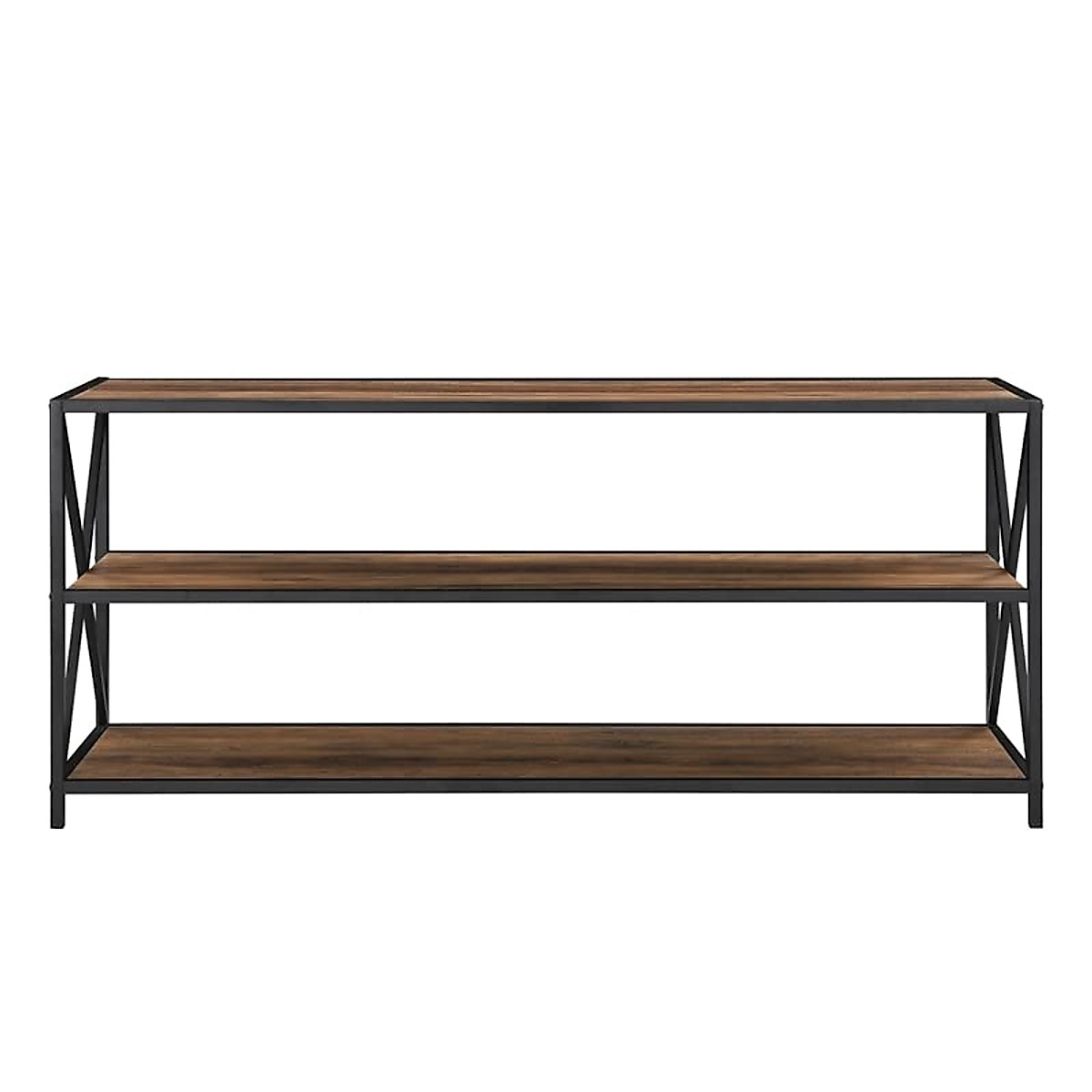 Walker Edison 2 Shelf Industrial Wood Metal Bookcase Tall Bookshelf Storage Home Office, 60 Inch, Rustic Oak