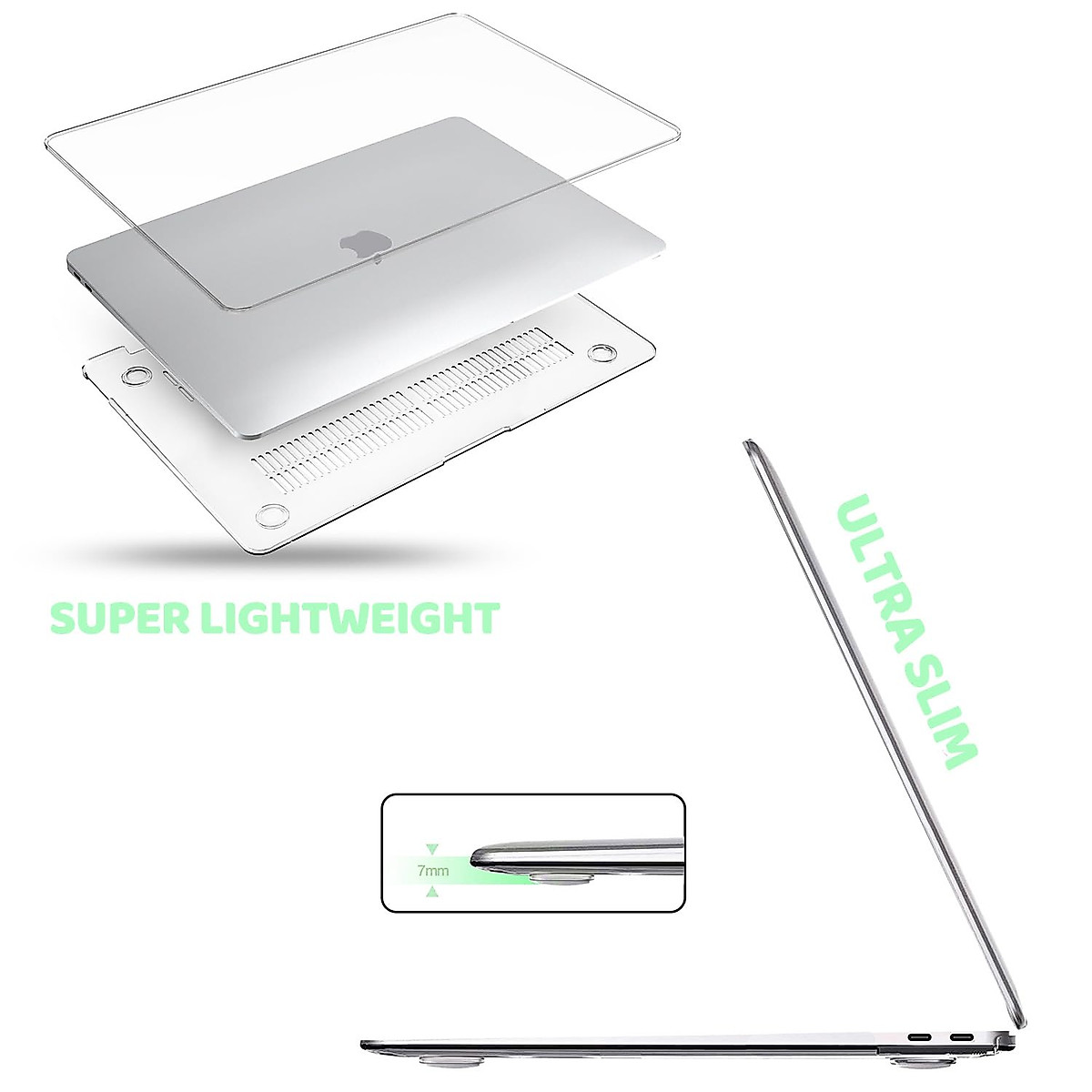 Anban Compatible with MacBook Pro 13 inch Case M2 2022, 2021 2020 2019 2018 2017 M1 A2338 A2251 A2289 A2159 A1989 A1708 A1706 Touch Bar, Clear Plastic Hard Shell Case +Keyboard Cover +Screen Protector