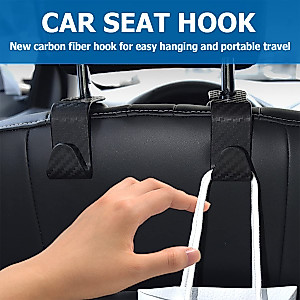4PCS Car Seat Headrest Hook, Carbon Fiber Auto Back Seat Hanger, Car Interior Accessories Universal for Most Vehicle, Organizer Holder for Storage Purses, Bag, Coat, Hat, Umbrella