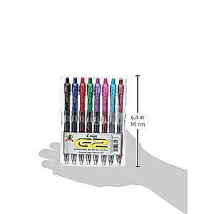 PILOT G2 Premium Refillable and Retractable Rolling Ball Gel Pens, Fine Point, Assorted Color Inks, 8-Pack (31128)
