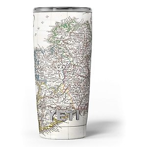 Design Skinz The Vintage Ireland Map - Skin Decal Vinyl Wrap Kit Compatible with The Yeti Rambler Cooler Tumbler Cups