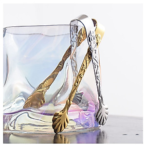 2Pack Rose Handle Sugar Tongs, Vintage Rose Relief Stainless Steel Ice Cube Clips Sugar Tongs Sliver and Gold Small Food Clips for Tea and Coffee Party, Appetizers Desserts Kitchen Barware