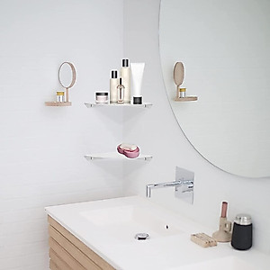 Ztexkee Acrylic Corner Floating Shelves, 2 Pack Acrylic Wall Mount Floating Corner Shelves Wall Storage Display Organizer for Bathroom Bedroom Living Room Kitchen Home Decor