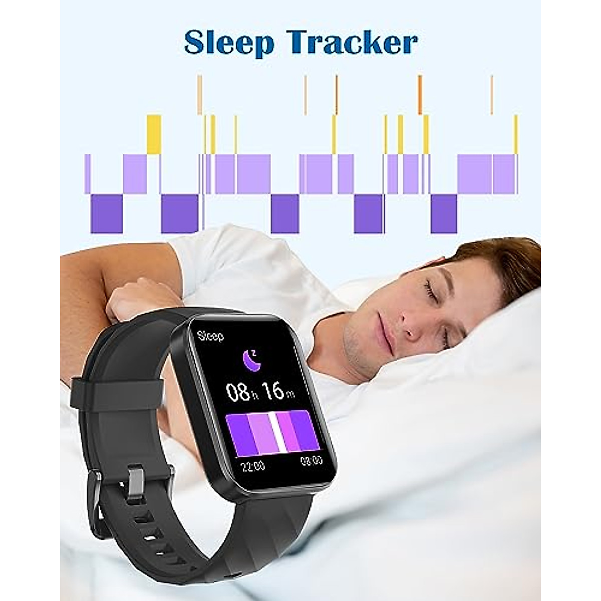 RUIMEN Smart Watches for Men Women (Answer/Make Calls) Compatible with iPhone/Android Phones, 2023 Ver. 1.85" HD Screen Fitness Tracker Heart Rate Monitor 100+ Sports Tracker Watch Waterproof (Black)