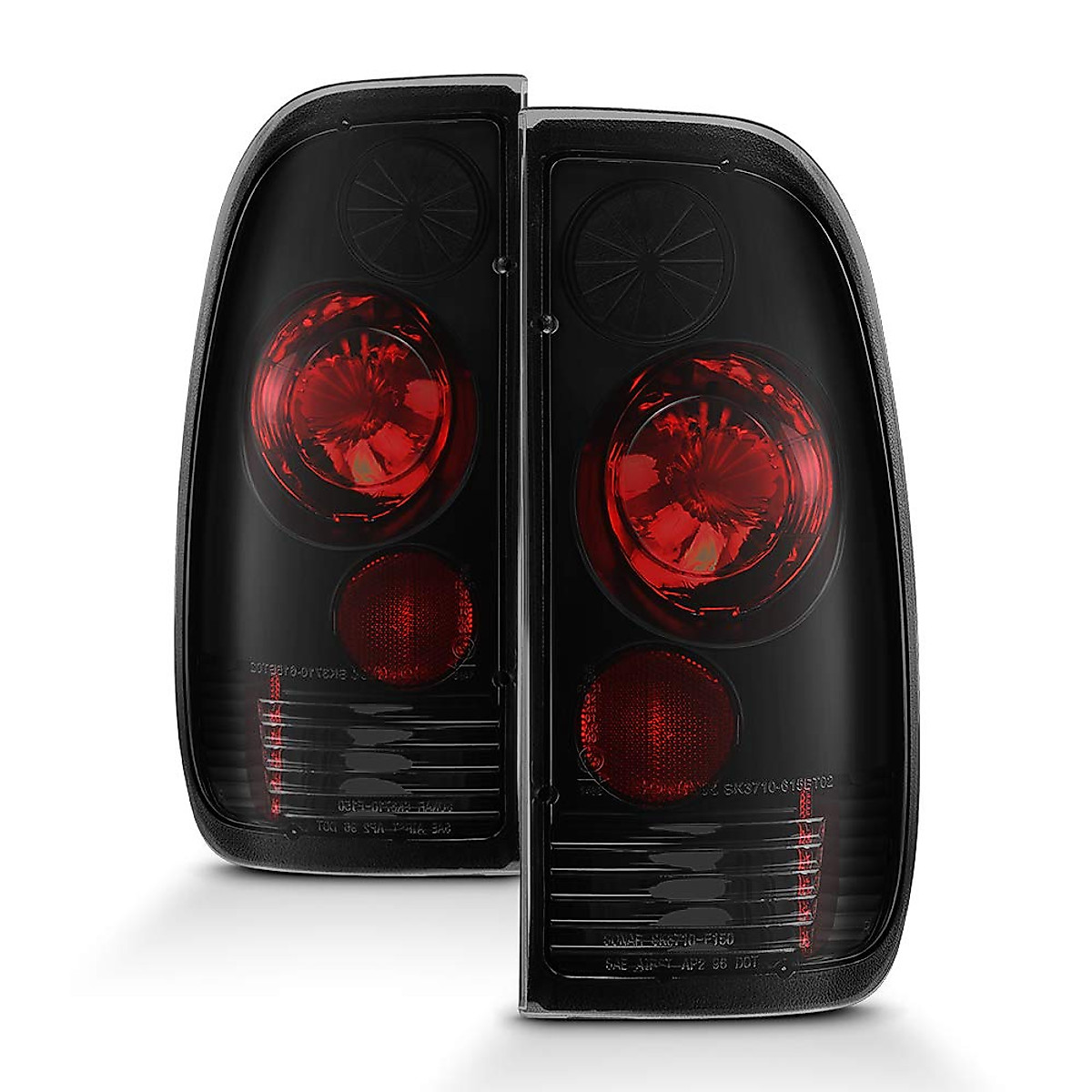ACANII - For 1997-2003 Ford F150 99-07 F250 F350 F450 Superduty Black Smoked Tail Lights Brake Lamps Pair Set Left+Right