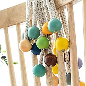 2 Pack,Curtain Rope Ties,Magnetic Curtain Tiebacks,Wooden Magnetic Curtain Tiebacks Pair, Magnetic Curtain Tie Backs for Home, Office, Window Accessories- Blue and Yellow||40cm