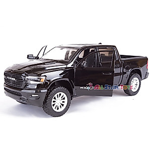 Dodge Ram 1500 Crew Cab Laramie, Black, 2019, Model Car,, Motormax 1:24