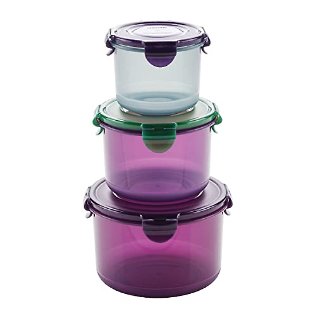 Lock & Lock ECO Food Storage Airtight Container Set with Lids, BPA Free, Round, 6 Piece, Assorted Colors