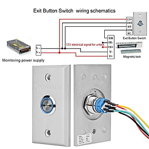 Door Access Control System Stainless Electric Steel Door Exit Button Door Push Release Button Push Button Switch with Indicator Light