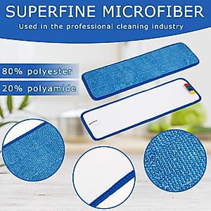 12 Pack Replacement Microfiber Pad for Universal Commercial 18 Inch Mop Head- Heavy Duty - Wet & Dry Commercial Cleaning Refills Reusable Mop Refills Fit for Most Microfiber Flat Mop System