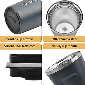 12 oz Stainless Steel Vacuum Insulated Tumbler - Coffee Travel Mug Spill Proof with Lid - Thermos Cup for Keep Hot/Ice Coffee,Tea and Beer (Tibetan blue)