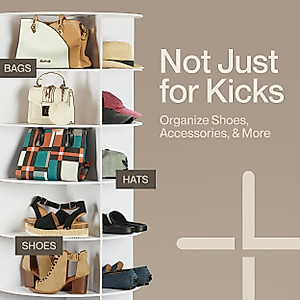 LOFT + IVY Rotating Shoe Rack tower Updated Version -360 Spinning Shoe Rack organizer-Lazy Susan for shoes - Fits 28 pairs of shoes - Spinning and Revolving Round Shoe Rack Carousel - 7 tier shoe rack