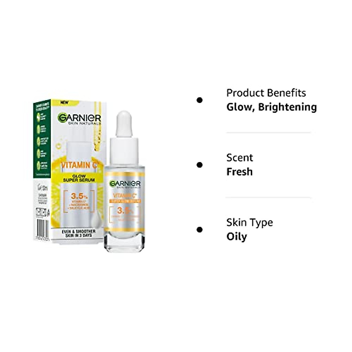 Garnier Skin Naturals Glow and Anti-dark spots Brightening Serum, 30ml