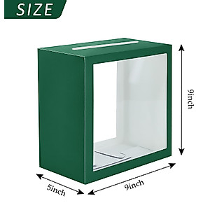 SietDESEO Green Card Box for Party Diy Money Card Box Gift Card Box Holder for Wedding Reception Baby Shower GraduationBirthday Card Box