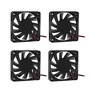 Dorhea Fan 60x60x10 mm DC 12V 6010 Brushless Cooling Fan, Replacement Ball Bearing 60mm Fan for Cooling DIY PC Computer Case Fan - 2 Pin Case Fan (Pack of 4Pcs)
