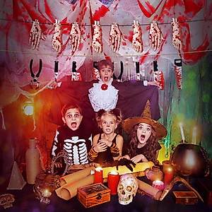 Barydat 50 Pcs Bloody Halloween Party Decorations Set Halloween Bloody Garland Banner Windows Stickers Creepy Cloth Scary Latex Balloons for Halloween Bloody Theme Indoor Outdoor Decoration Supplies