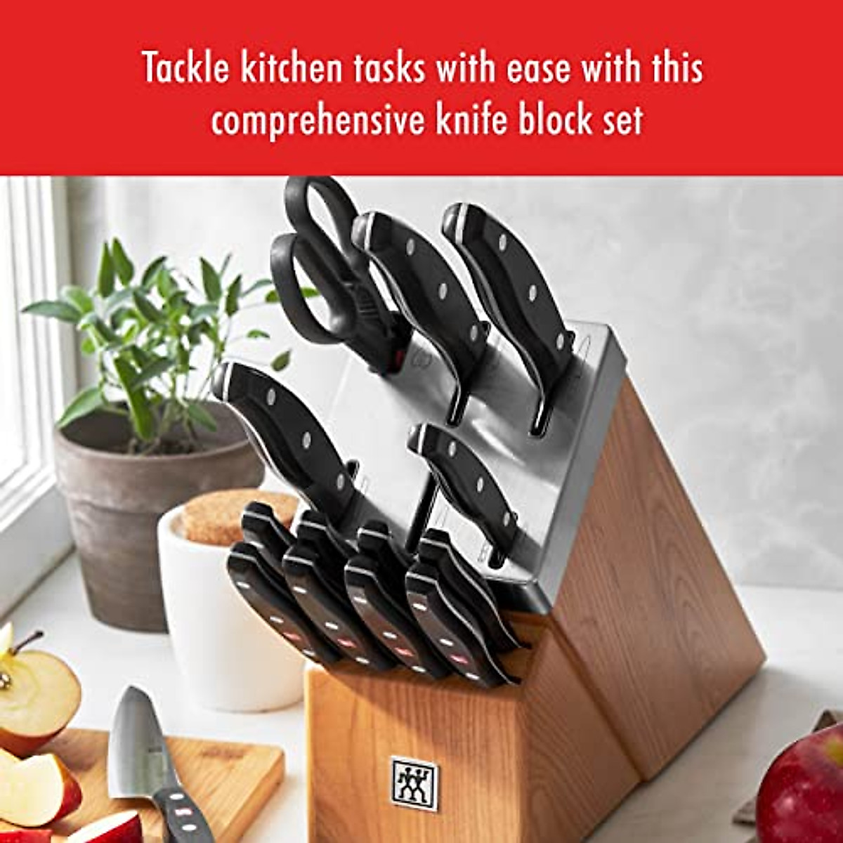 ZWILLING Twin Signature 15-Piece German Knife Set with Block, Razor-Sharp, Made in Company-Owned German Factory with Special Formula Steel perfected for almost 300 Years, Dishwasher Safe