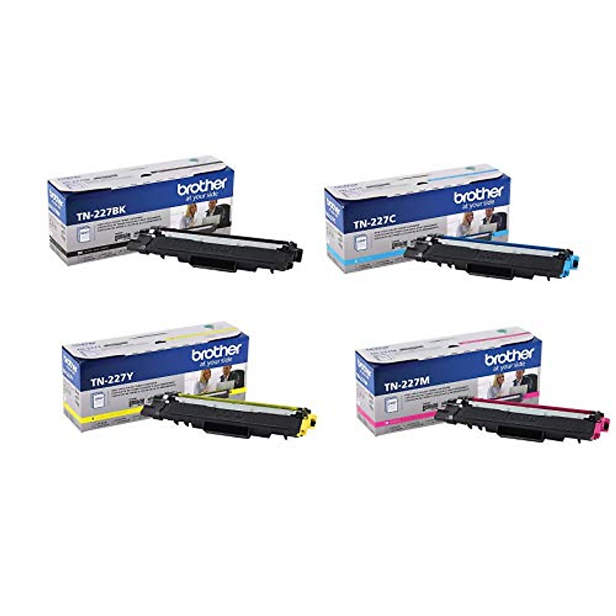 Brother TN227 4 High Yield Color Toner Set (BK/C/M/Y) (1) TN227BK, (1) TN227C, (1) TN227M, (1) TN227Y