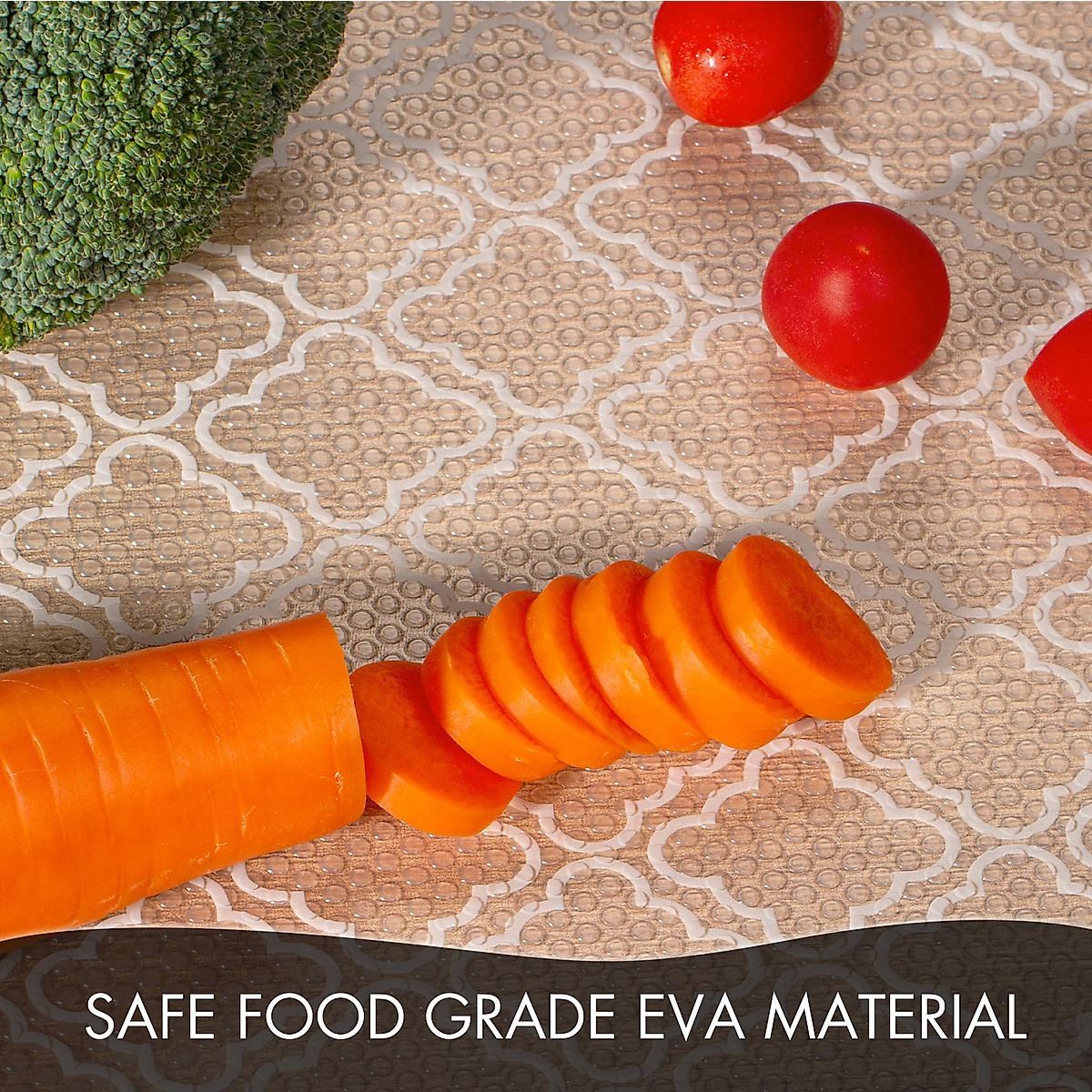 Cooyes Shelf Liner –– Non-Slip Shelf Liners for Kitchen Cabinets – Waterproof Cabinet Liner with Modern Pattern – Durable EVA Washable Refrigerator Drawers Mat for Shelves, Pantry(17.7" x 78.7")