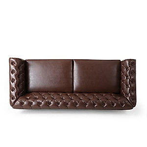 Christopher Knight Home Castalia Sofas, Dark Brown + Natural