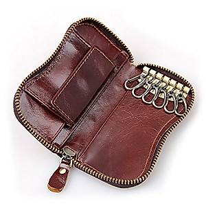EVERDOSS Women Key Holder Wallet Zipper Around Key Case Pouch