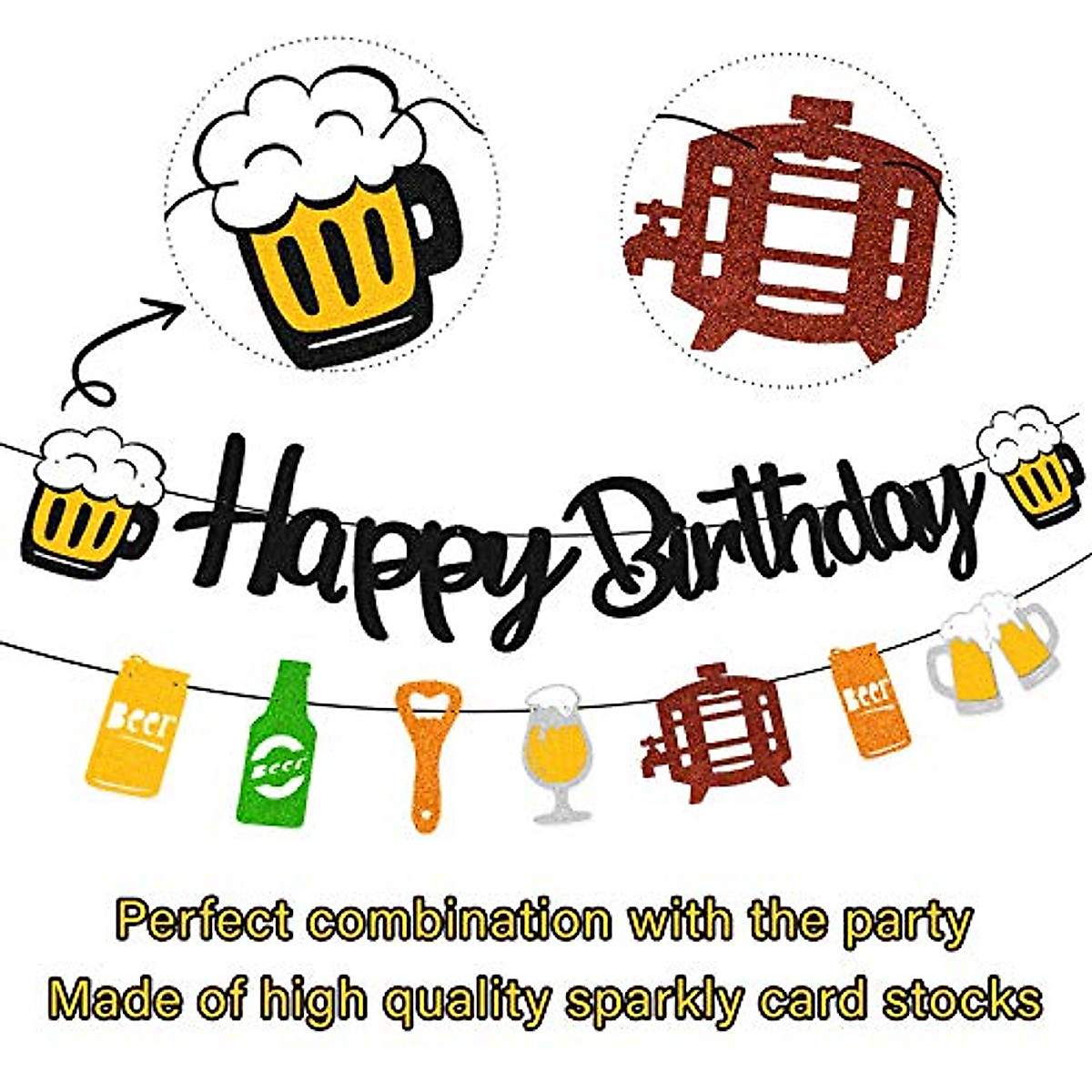 Happy Birthday Banner for Men Cheers for 21st-100th Years Bday Party Backdrop Decoration for Women Adult Him Her Celebrating Birthday Anniversary Event Garland Supplies Pre-Strung