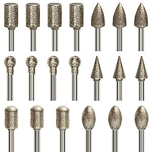Diamond Drill Grinding Bit Set, Stone Carving Rotary Tools Polishing Kits Diamond-Coated with 1/8-inch Shank Universal Fitment for Stone Glass Ceramics