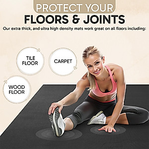Premium Extra Large Exercise Mat - 8' x 4' x 1/4" Ultra Durable, Non-Slip, Workout Mats for Home Gym Flooring - Jump, Cardio, MMA Mat - Use With or Without Shoes (96" Long x 48" Wide x 6mm Thick)