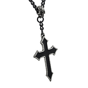 Alchemy Gothic Black Enamel Osbourne`s Cross Necklace