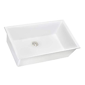 Ruvati 33 x 19 inch Granite Composite Undermount Single Bowl Kitchen Sink - Arctic White - RVG2080WH
