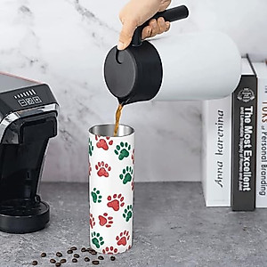 Tangopi Pink Teal Paw 20 oz Tumbler with Lid and Straw Insulated Travel Coffee Mug Reusable Spill Proof Coffee Cups Stainless Steel Water Bottle for Hot and Cold Drinks