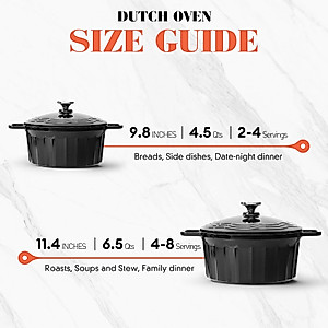 Dutch Oven Pot with Lid, 6.5 Quart Enameled Cast Aluminum Non-Stick Lightweight Pot for Braising, Baking and More, Oven Safe up to 446° F, Works on All Stovetops