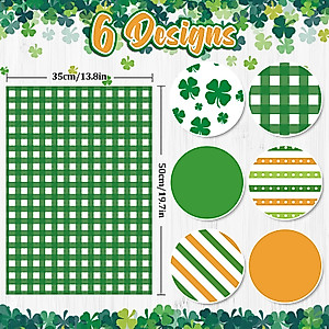 Whaline 90 Sheet St. Patrick's Day Tissue Paper Shamrock Green Orange White Stripe Plaids Art Tissue Paper 6 Design Irish Spring Holiday Wrapping Paper for Gift Packing DIY Crafts, 13.8 x 19.7in