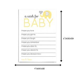 Paper Clever Party Yellow Elephant Wishes for Baby Shower Advice and Wish Cards Parents Keepsake Activity Gender Reveal Wishing Well Birthday Memory Ideas Pack of 20 4x6 Set