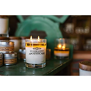 Apothecary Glass Jar Double Wick 14 Ounce Aromatherapy Soy Candle (Tobacco & Vanilla Bourbon)