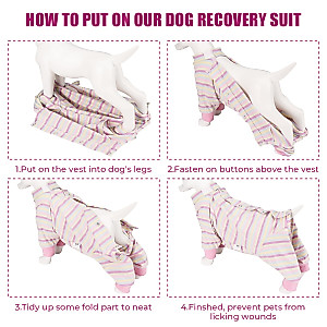 Sekam Dog Onesie Dog Surgical Recovery Suit Male Dog Surgery Recovery Suit Female Surgical Recovery Suit for Dogs Pajamas with Legs Dog Clothes for Large Medium Dogs Recovery Suit for Dogs(P,M)
