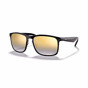Ray-Ban RB4264 601/J0 58M Black/Blue Mirror Gold Gradient Polarized Rectangular Sunglasses For Men For Women + BUNDLE with Designer iWear Care Kit