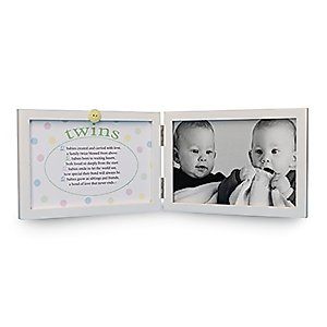 The Grandparent Gift Company- White Double Tabletop 4 x6 Wooden Frame with “Twins” Sentiment- Unisex Gift for Baby Showers, Nursery Decor or Baby Reveal