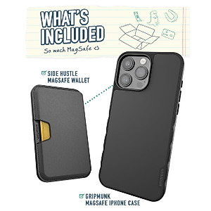 Smartish® iPhone 15 Pro Max Slim Case with Wallet for MagSafe iPhones - Gripmunk - Magsafe Compatible Thin Grip Cover + Detachable Magnetic Credit Card Holder - Black Tie Affair