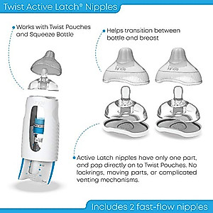 Kiinde Twist Active Latch Nipples for Breast Milk - Fast Flow (2 Pack)