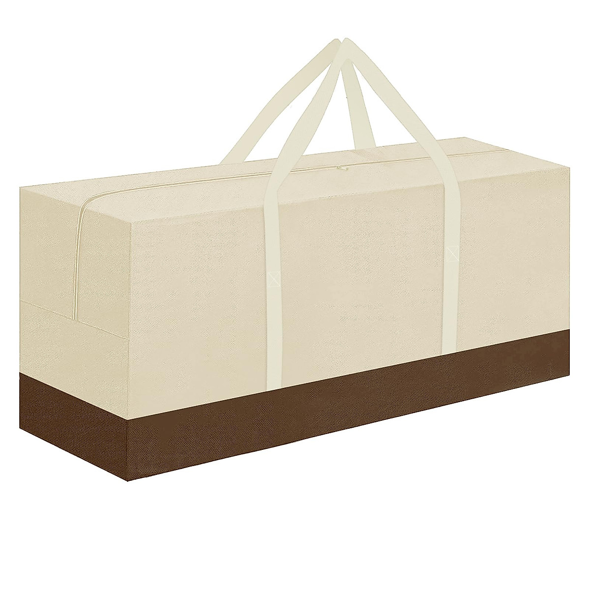 skyfiree Cushion Storage Bag 420D Waterproof Outdoor Cushion Storage Bag 68" L x 30" W x 20" H Large Patio Cushion Storage Bag for Outdoor Cushions with Handle and Zipper, Beige&Coffee