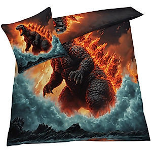 OmErsa Dinosaur Duvet Cover Twin Size Set, Monster Bedding Bedroom Decor, Comforter Cover & 2 Pillowcases 3 Pieces, Home Collection Quilt Cover