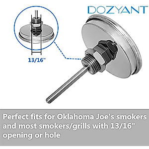 3 1/8 inch BBQ Thermometer Gauge 2 Pcs Charcoal Grill Pit Smoker Temp Gauge Grill Thermometer Replacement for Oklahoma Joe's Smokers, and Smoker Wood Charcoal Pit, Large Face Grill Thermometer